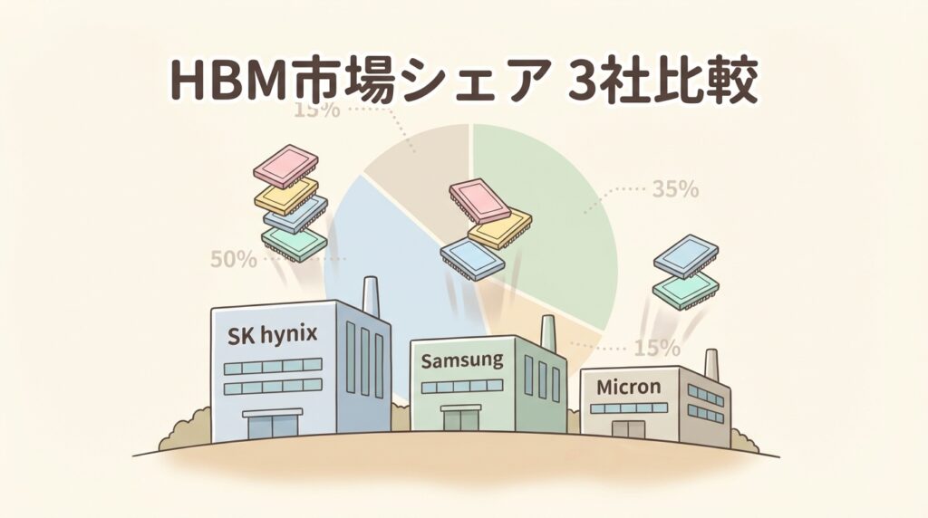 【図解】SK Hynix・Samsung・Micronを比較｜HBM市場シェアと投資家が知るべき勢力図 - AIインフラLab